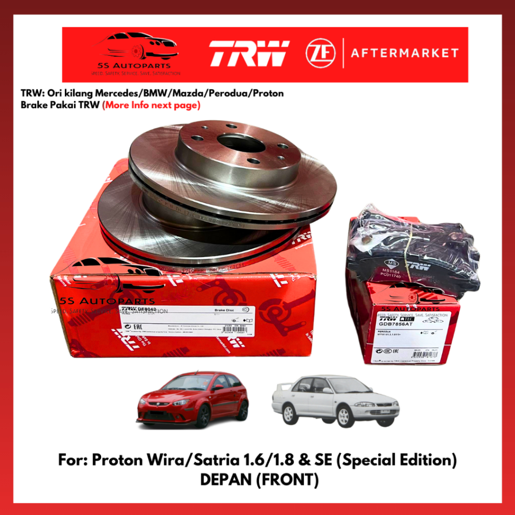 TRW Proton Wira, Satria GTI, Putra 1.6, 1.8 Front (Depan) Disc Rotor (2 ...