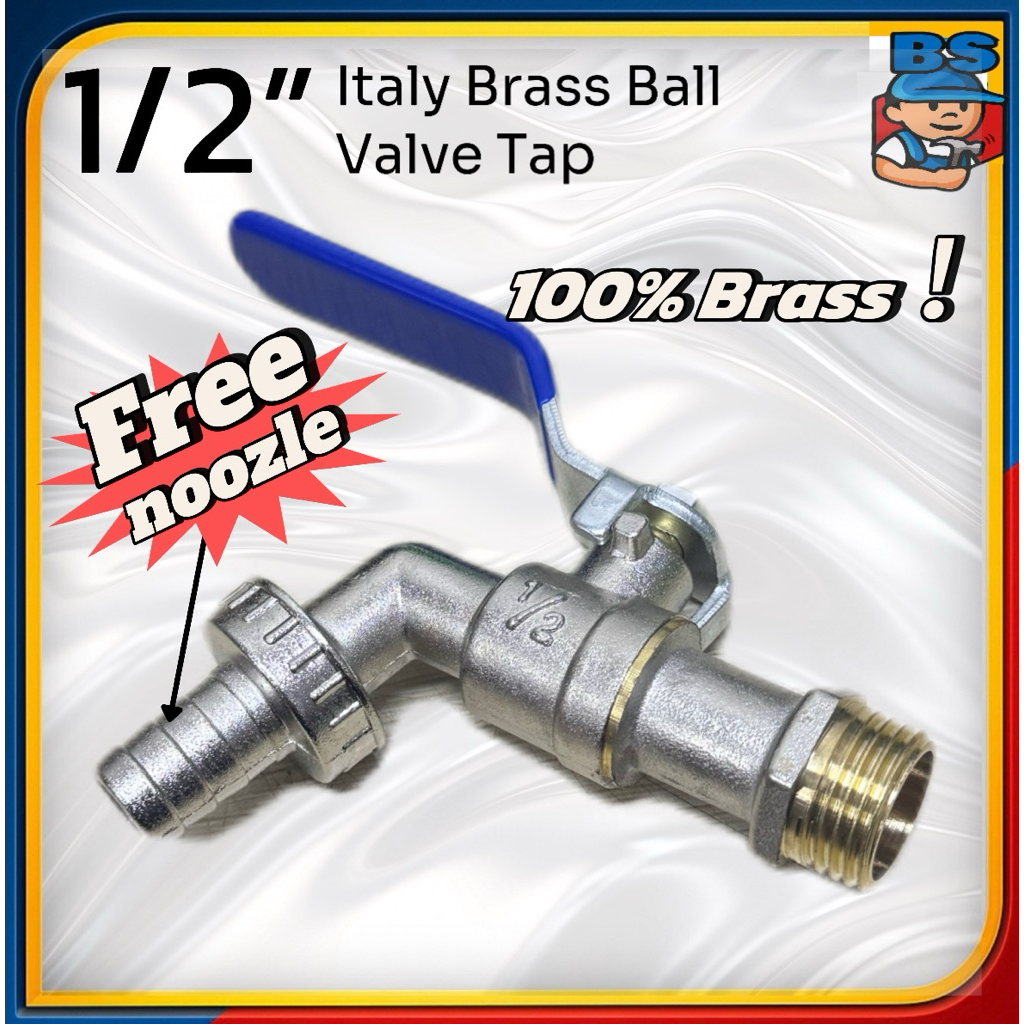 100% BRASS 1/2'' Multipurpose Ball Valve Bib Tap Wall Mounted Washing ...
