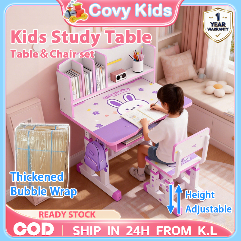 Ready Stock Kids Study Table With Chair Drawer Meja Belajar Kanak Kanak ...