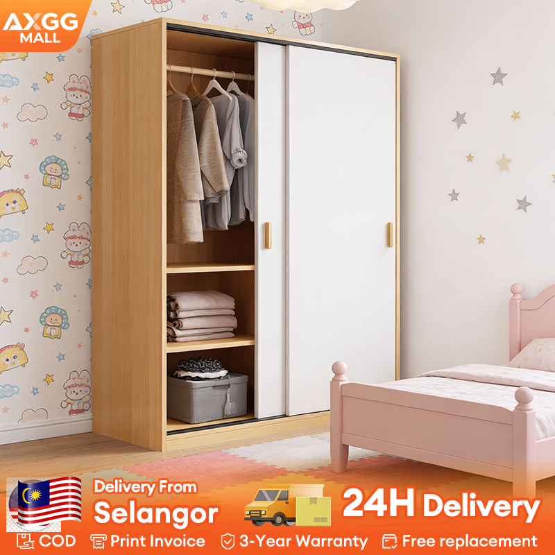 Sliding Door Wardrobe Cupboard Storage Cabinet Almari Baju 180M Sturdy ...