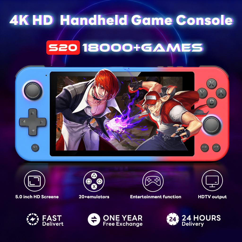 S20 Retro Handheld Game Console, PSP Nintendo PS1, 5 Inch LED Large ...