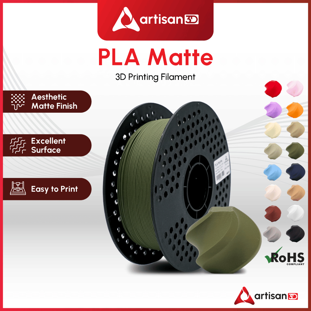 Artisan3D PLA Matte 3D Printer Filament - 1kg | 1.75mm | Multicolor ...