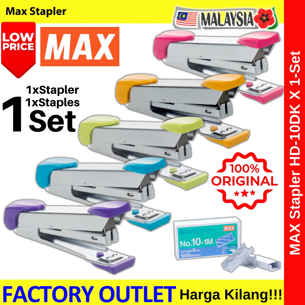 MAX Stapler Set HD-10K with Staples No-10 Tokyo Design 100% Original ...