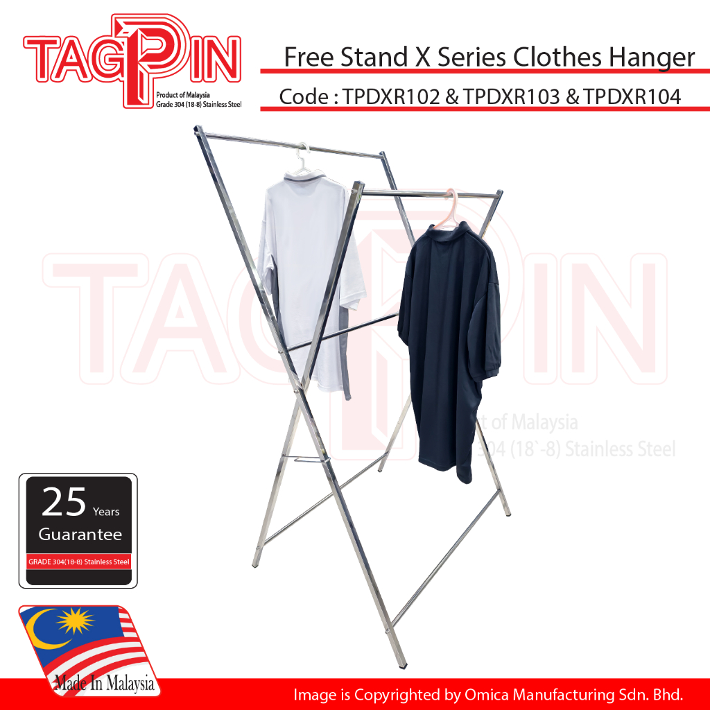 Tagpin Free Stand Grade 304 (18-8) Stainless Steel Heavy Duty Clothes ...