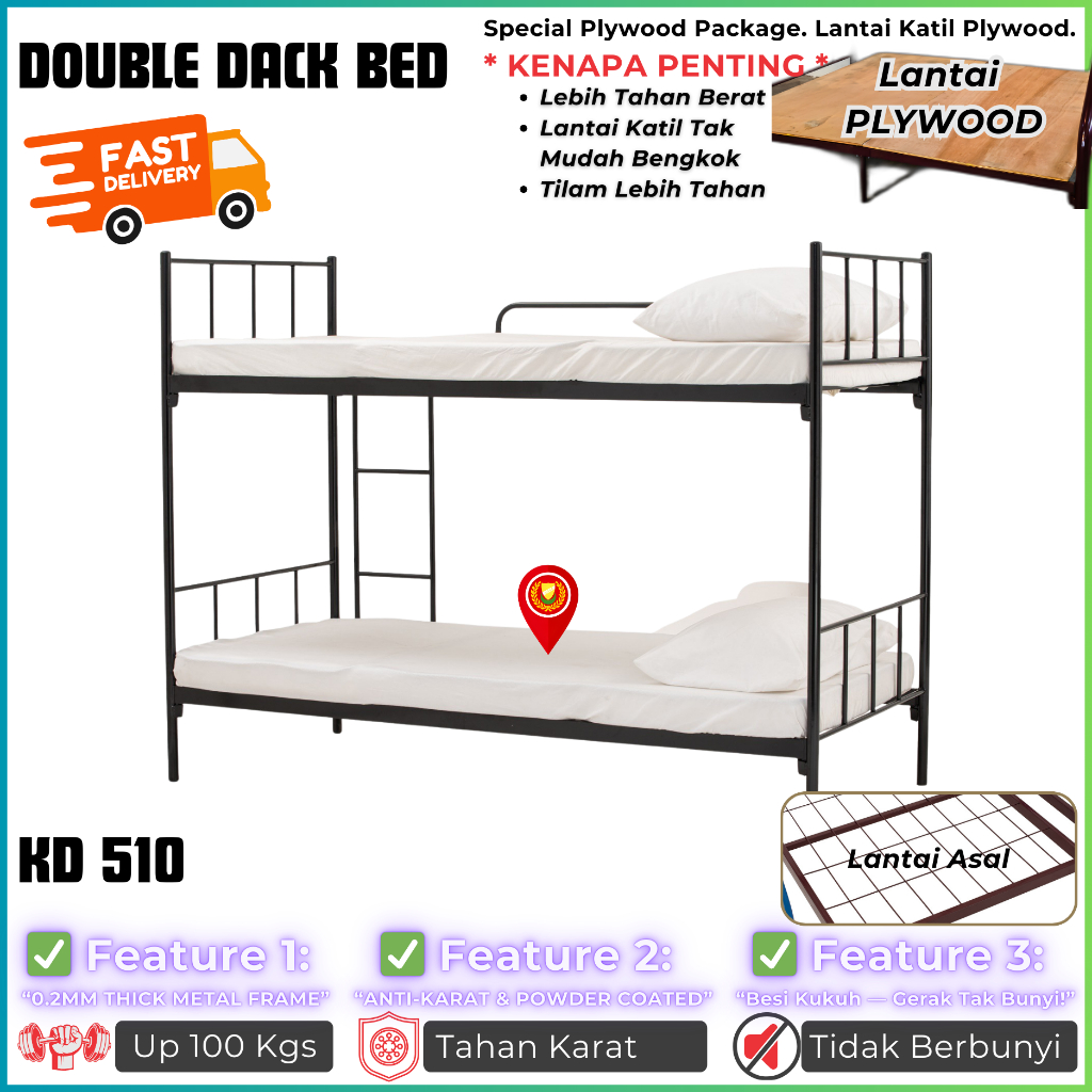 🔥 Katil Dua Tingkat Besi / Bunk Bed Besi Double Decker KD 510 –Single ...