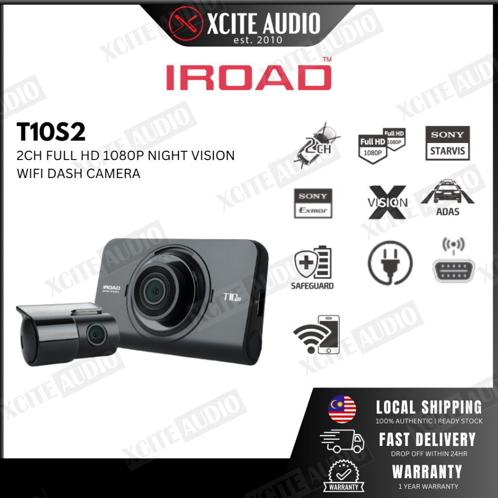 IROAD T10S2 2CH FHD 1080P Wifi OBD II X-Scanner Night Vision Car Camera ...