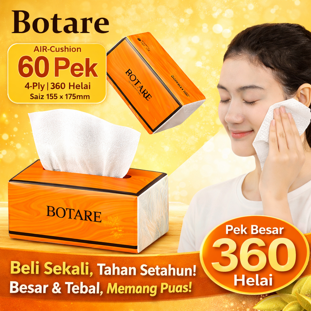 【60Pek】Botare Air-Cushion 4-Lapis Tisu Muka 360 Sheets Pack Saiz Besar ...