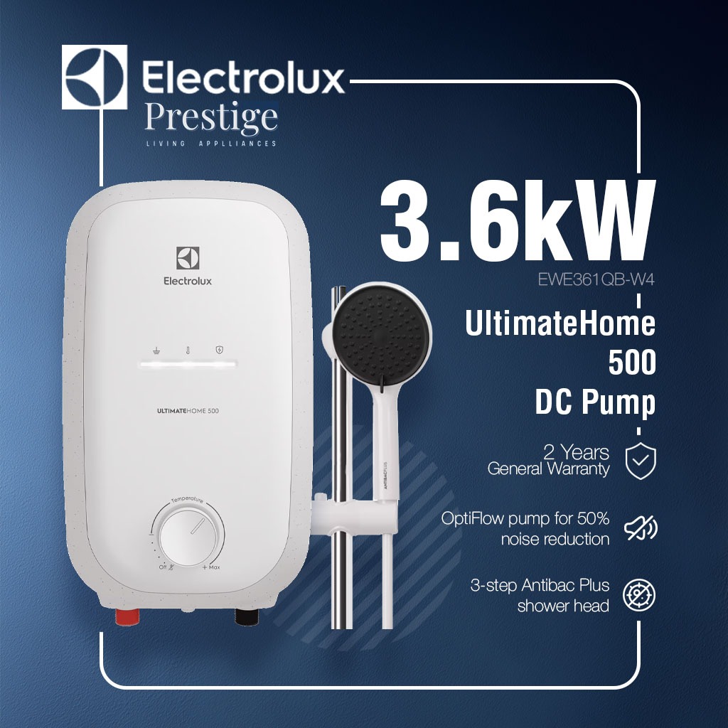 Electrolux EWE361QB-W4 3.6kW Instant Water Heater Shower Heater Pemanas ...