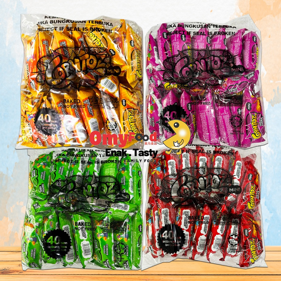15g x 30pcs Mini Corntoz Snack [Cheesy Pizza / Chilli Cheez / Smoky ...