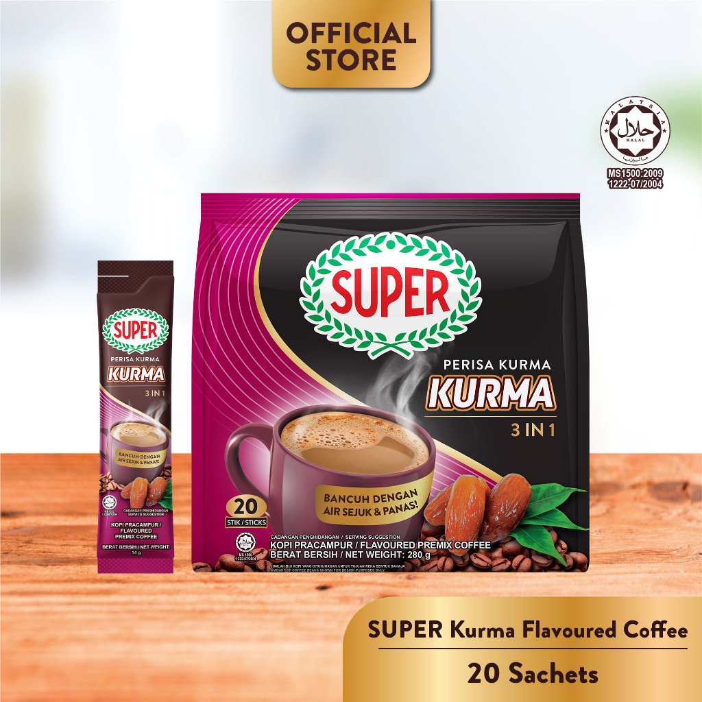 SUPER Instant 3in1 Kurma Flavoured Coffee, 20 sachets [HALAL] | Shopee ...