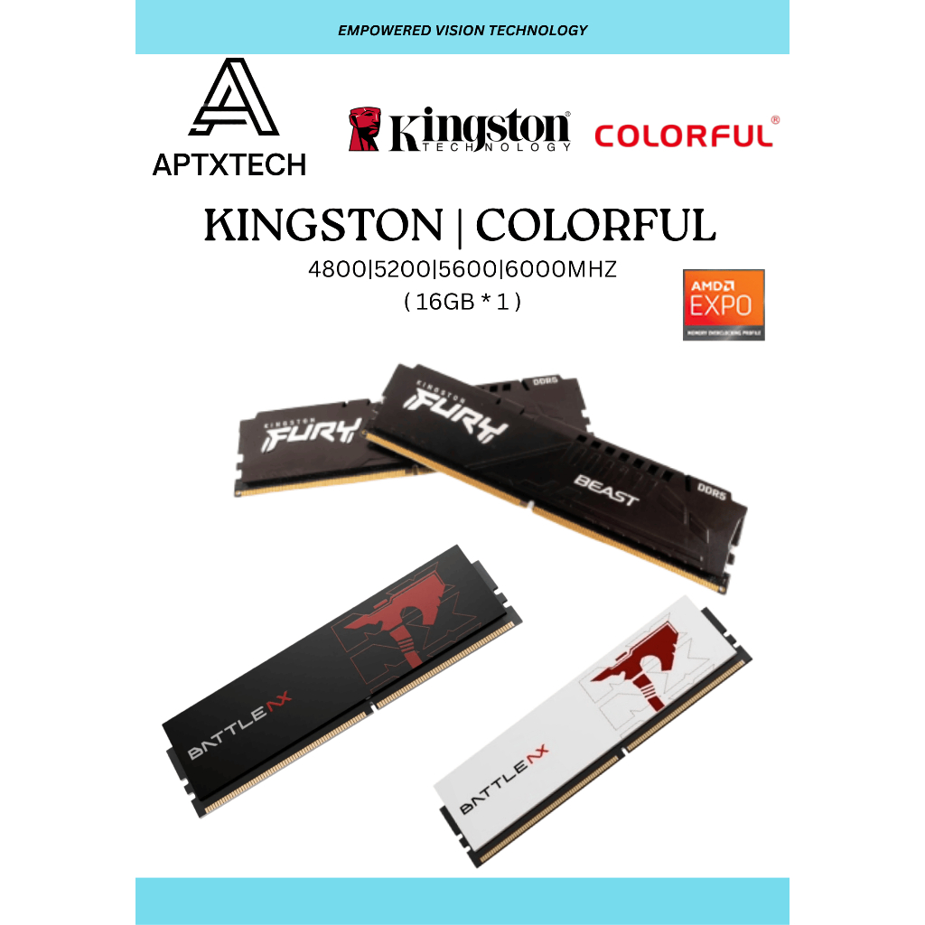 GAMING DESKTOP DDR5 RAM 8GB | 16GB 5200 | 5600 | 6000 MHz [KINGSTON ...