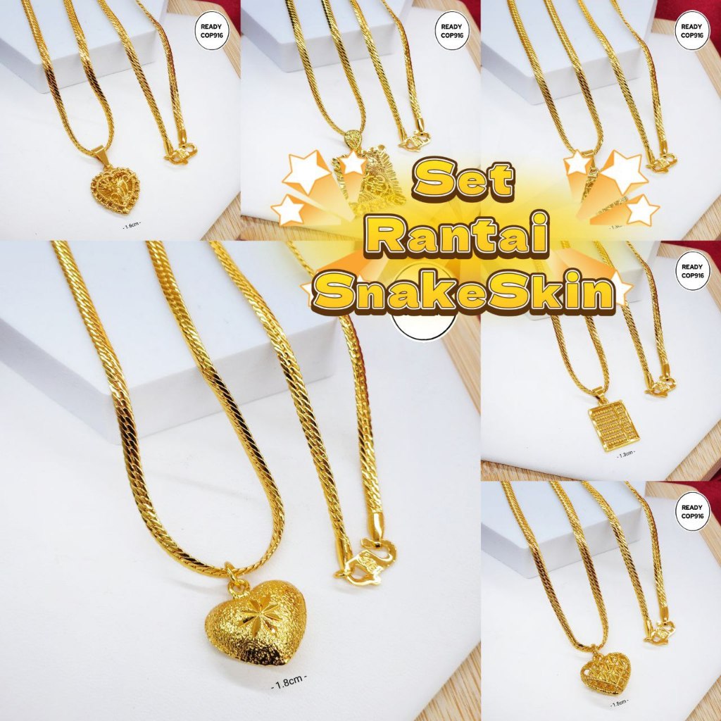 NEW SET Rantai SnakeSkin 70cm Emas Sadur 24K Emas Titanium Emas Bangkok ...