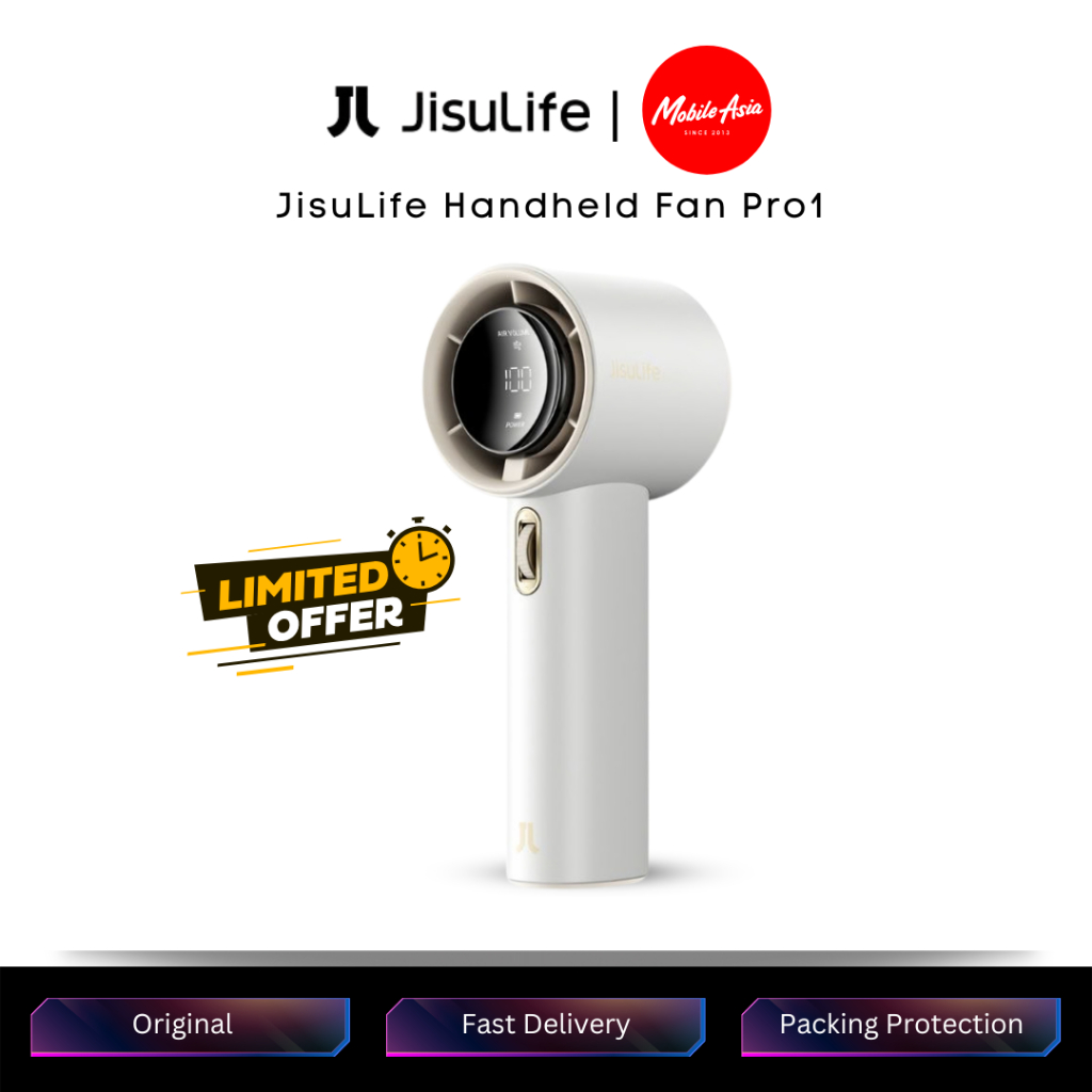 JisuLife Handheld Fan Pro1 (3600mAh) 100 Speed Level LED Screen ...