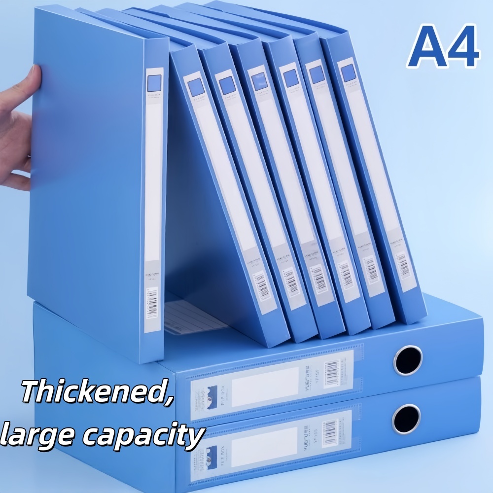A4 PVC Box File Storage with Label | Thick Plastic File Box (Blue ...