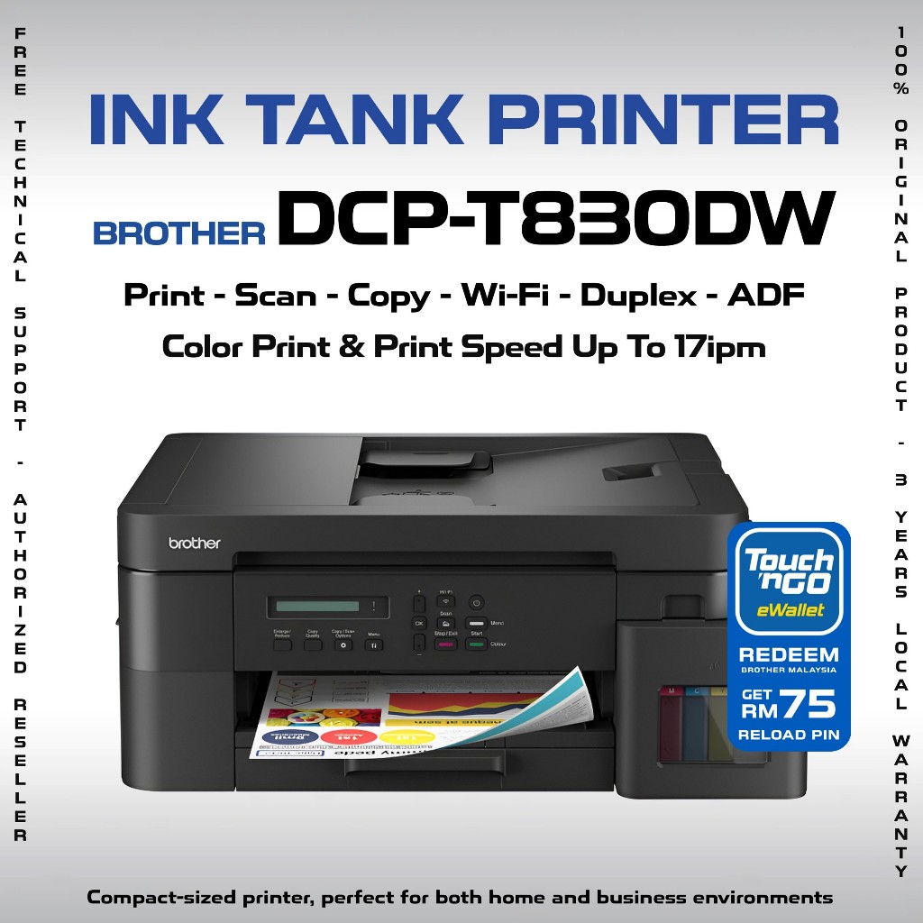 Brother DCP-T830DW A4 3in1 Color Ink Tank Printer | WiFi & Phone Print ...