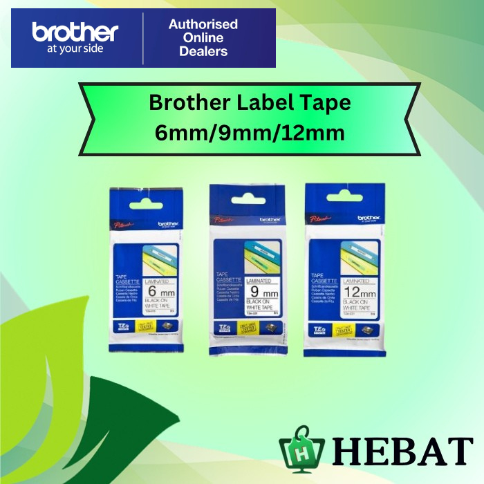BROTHER TZe ORIGINAL LAMINATED LABEL TAPE (6MM/9MM/12MM) Black on Clear ...