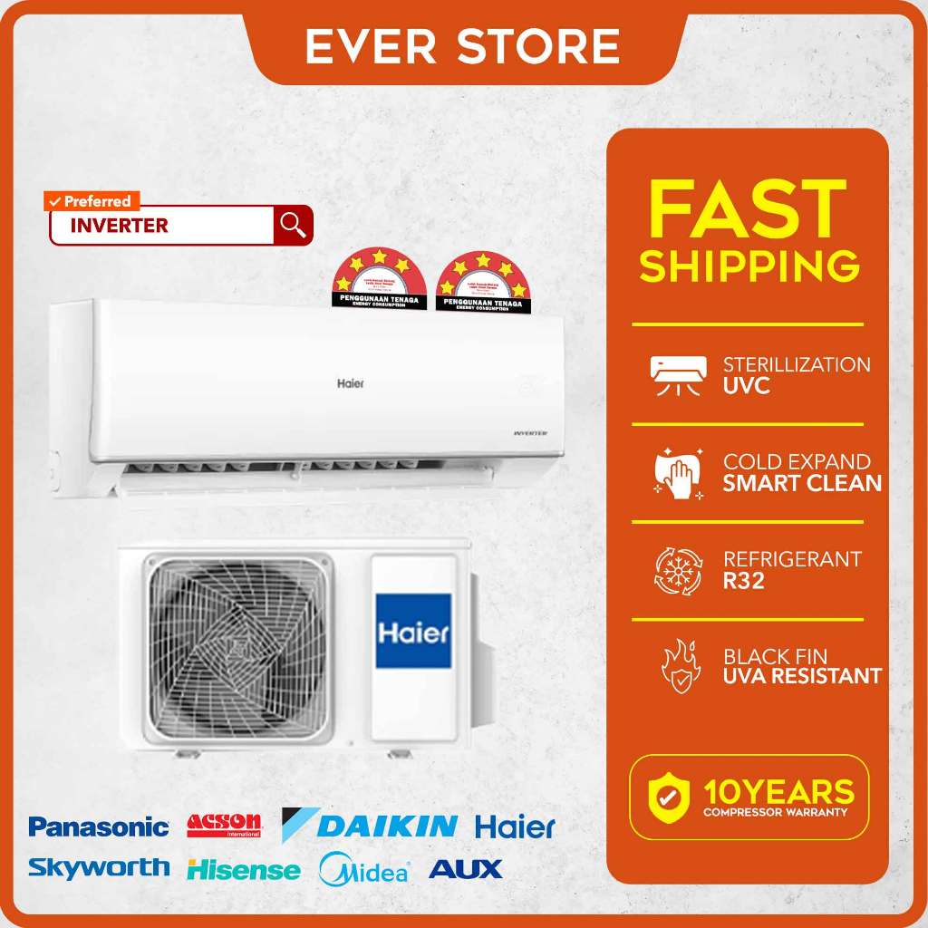 HAIER New R32 - VQ INVERTER Air Conditioner Aircon (1.0HP / 1.5HP / 2 ...