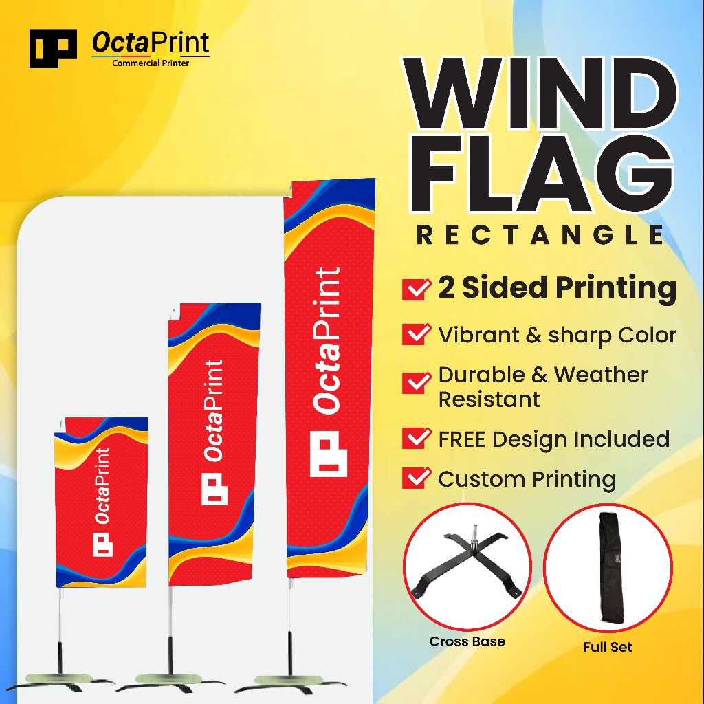 [Ready Stock] Wind Flag / Beach Flag Rectangle Full Set + Printing ...
