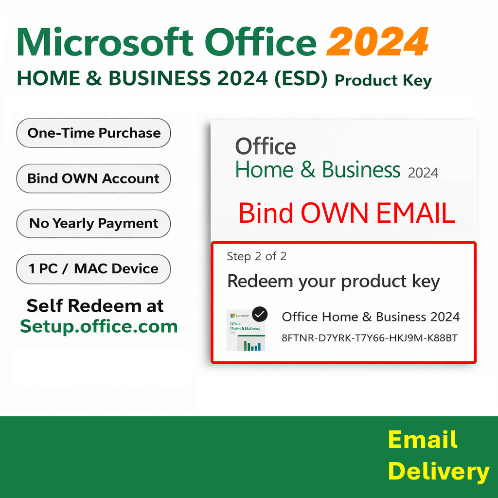 Lifetime Email Bind Microsoft Office Home Business 2024 Own Account ...