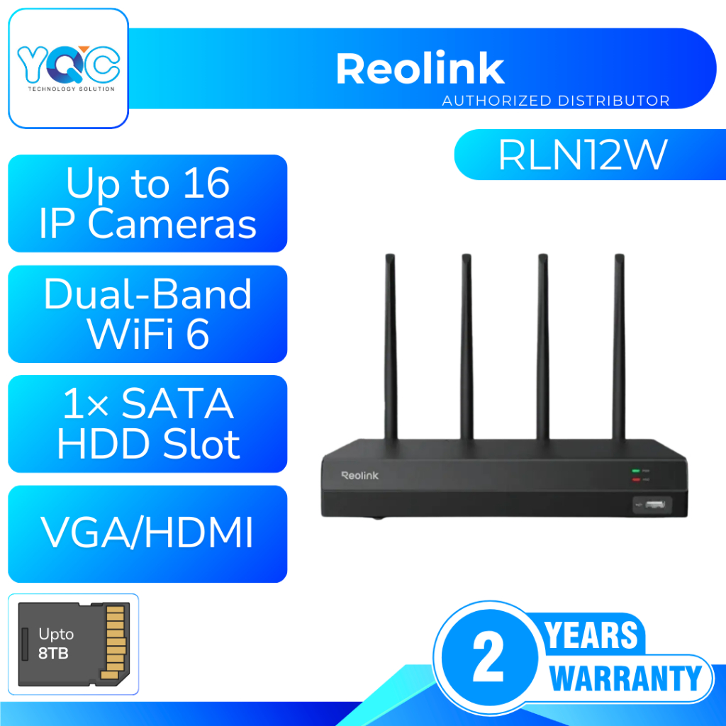 Reolink RLN12W NVS12W 4K 12CH WiFi NVR Wi-Fi 6 and 2.4/5 GHz Dual-Band ...