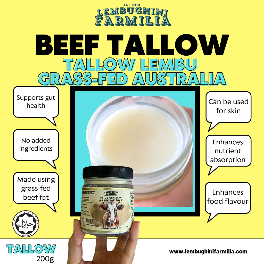 Grass-fed Beef Tallow (Halal Jakim) - For Skin & Cooking! (New Zealand ...