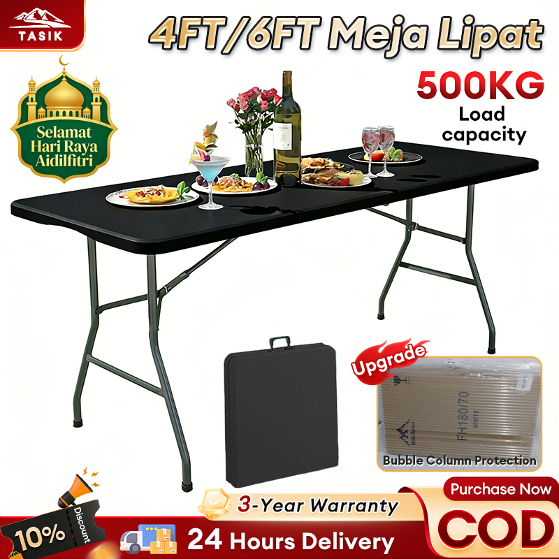 【WTHB】4FT 6FT Meja Lipat Foldable Table Heavy Duty Foldable Banquet ...