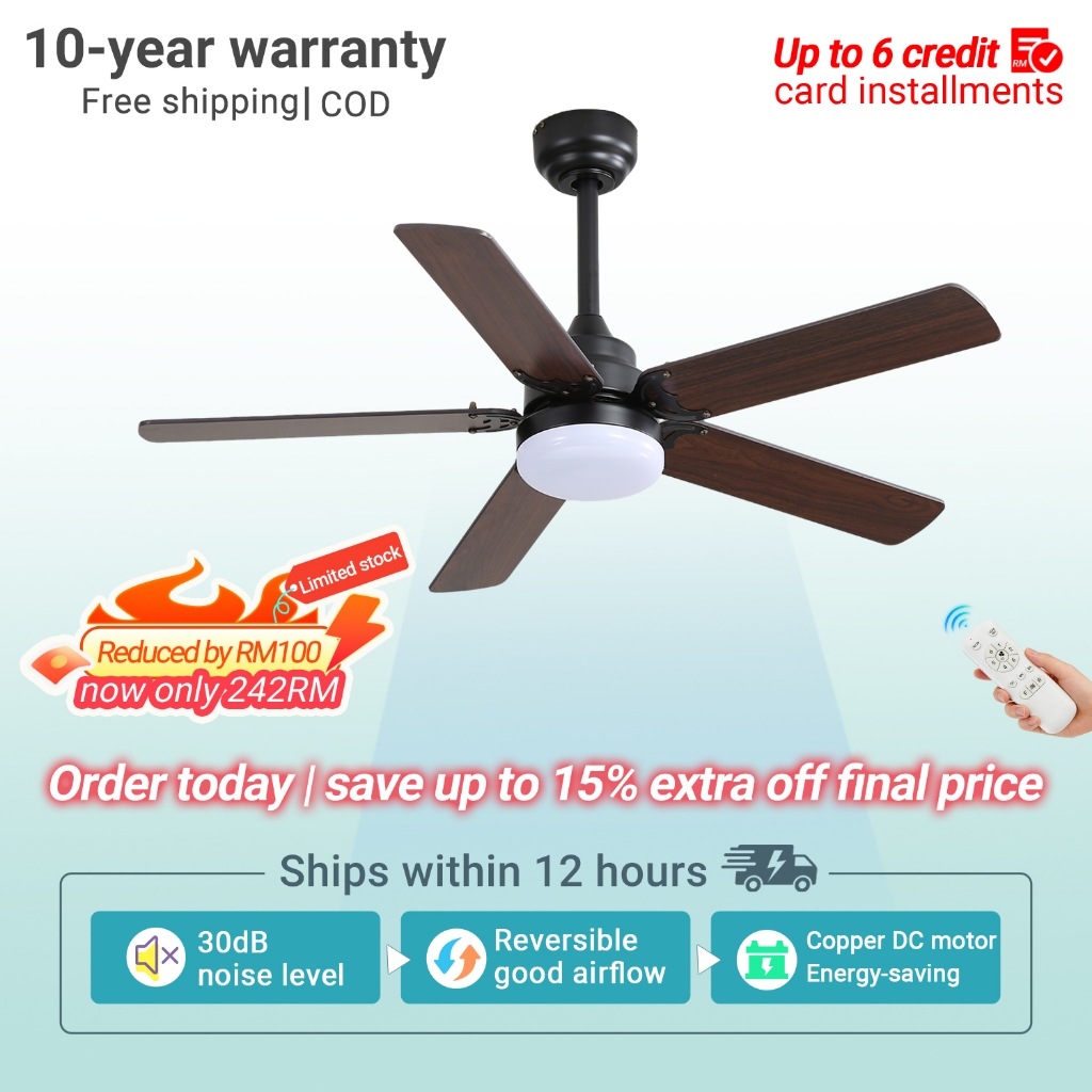 COD 42/52″ Kipas Siling Inverter Moden Lampu Ringkas Saiz Besar untuk ...