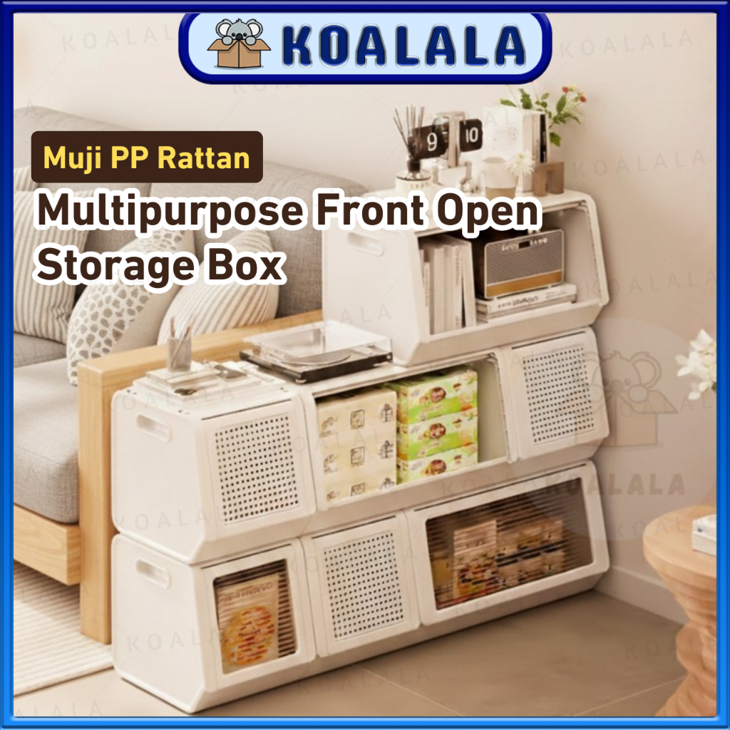 Muji PP Rattan Multipurpose Front Open Storage Box Stackable Toy Snack ...