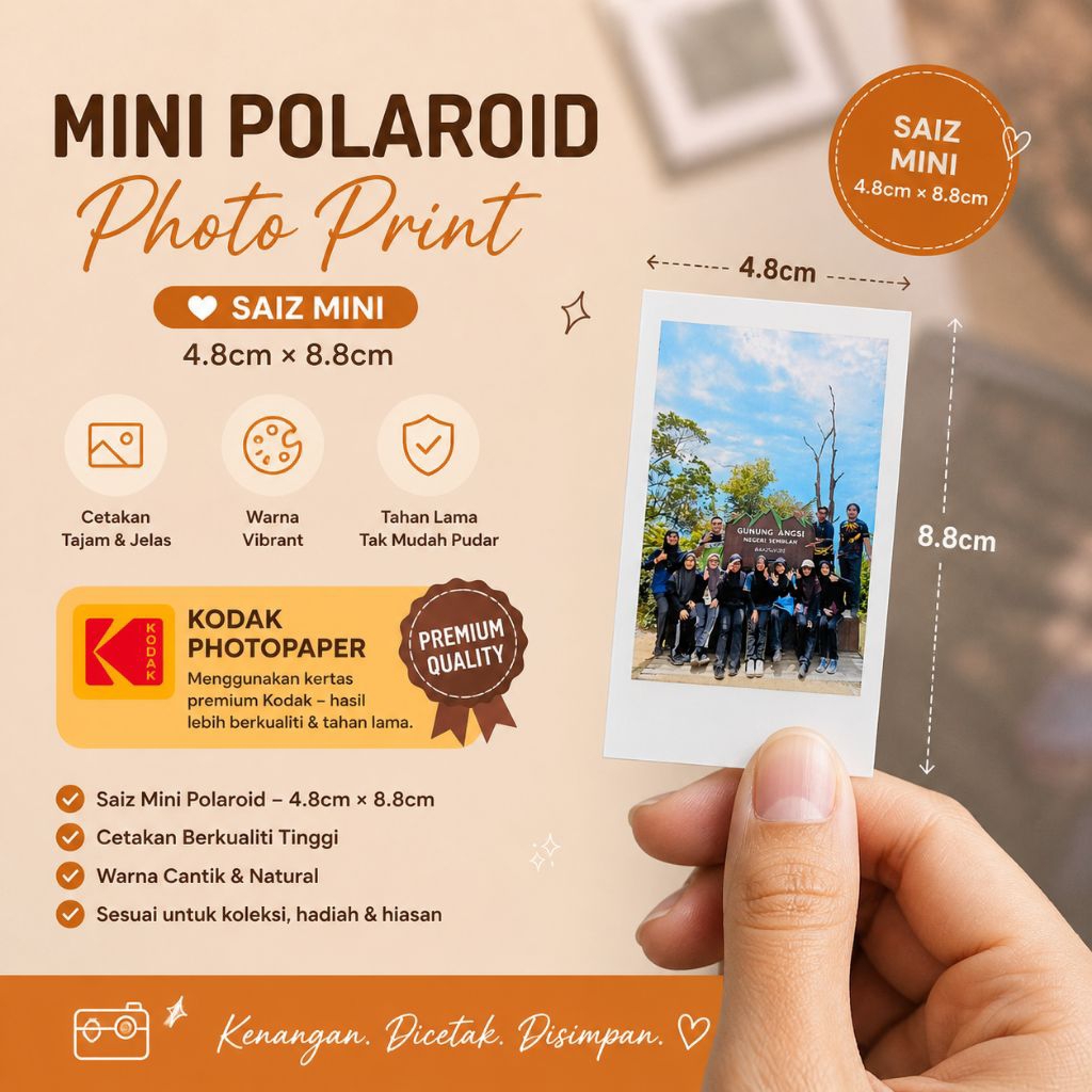 CUSTOM Mini Polaroid Print, Kodak Glossy Photopaper, HD Print, with ...