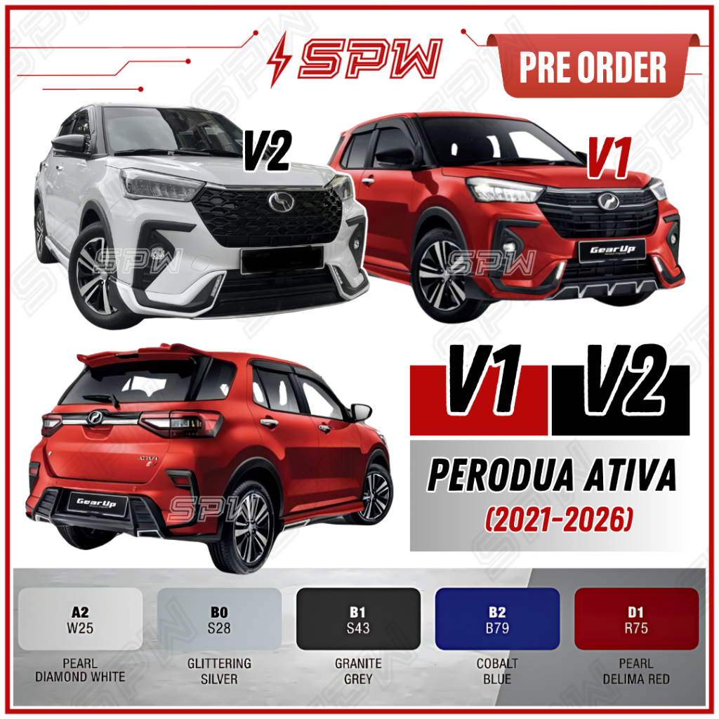 Perodua Ativa V1/V2 Gear Up Bodykit GU Body Kit Front Bumper Lip Side ...