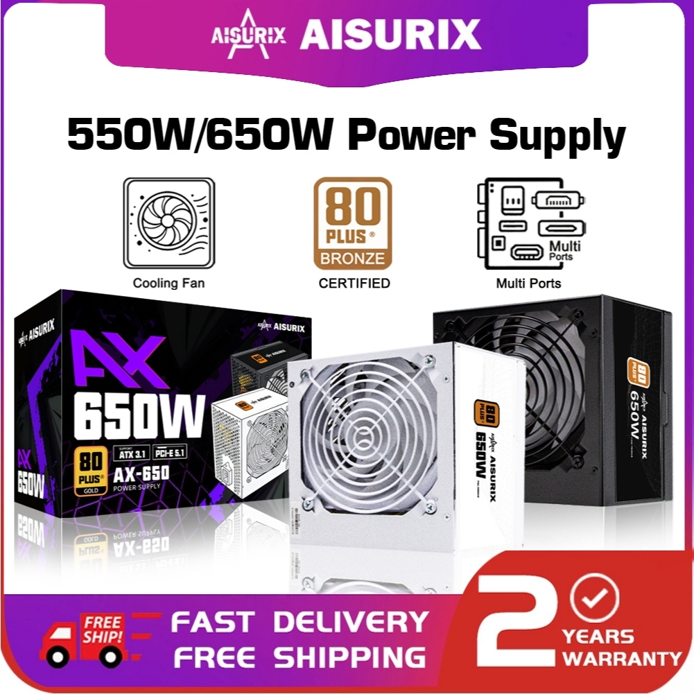 AISURIX 550W/650W ATX Power Supply PSU Computer Motherboard Power ...
