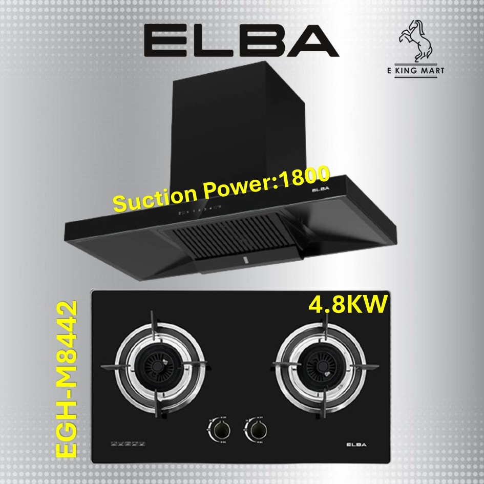 Elba EGH-M8442G(BK) Gas Cooker Glass Hob Stove EH-R9033(BK) Sensor ...