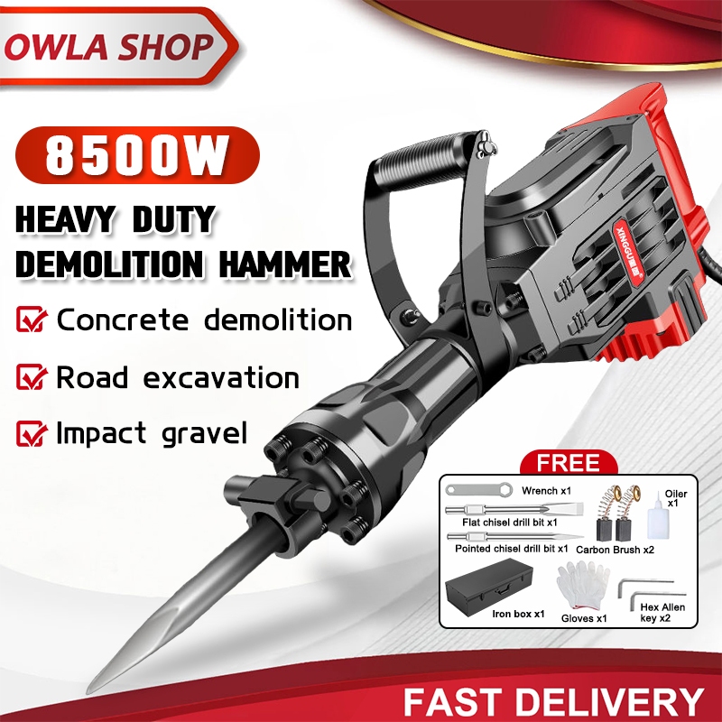 8500W Heavy Duty HEX Demolition Hammer 65mm Breaker Hammer Concrete ...