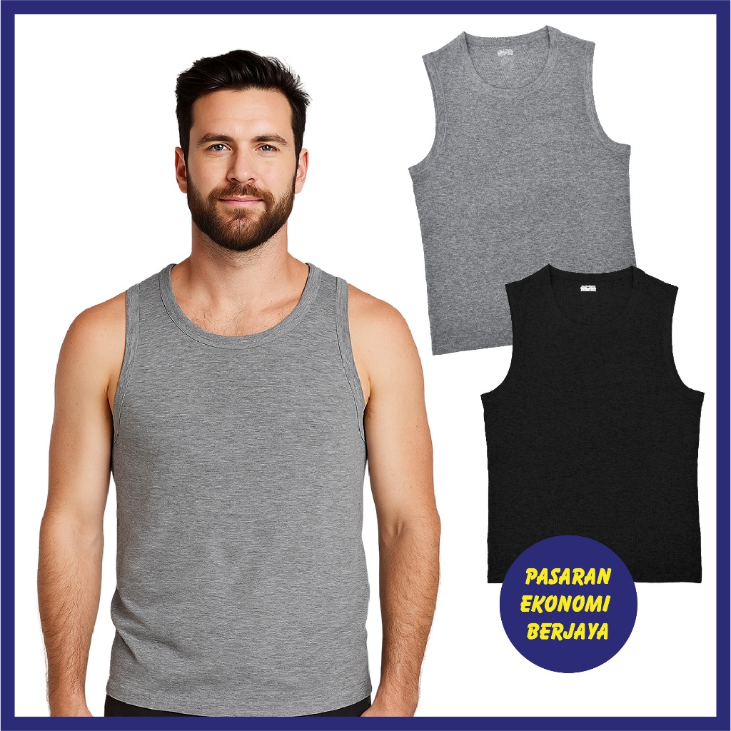 SINGLET LELAKI 5759# / COTTON MEN TANK TOP DEWASA SCUBA SPORT GYM PLAIN ...