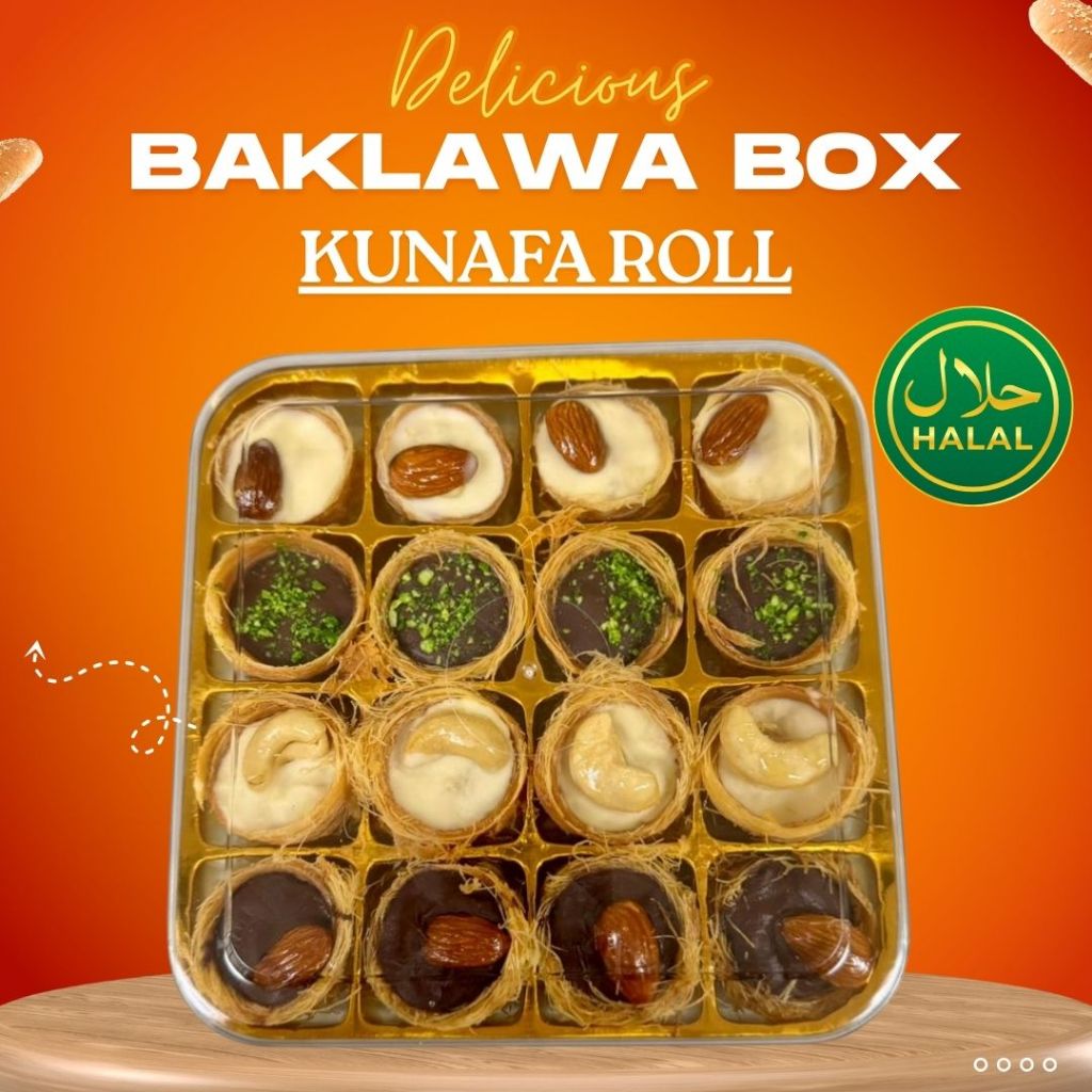 Best Seller Baklawa Kunafa Roll 16 Pcs Premium Dessert Arabic Sweet ...