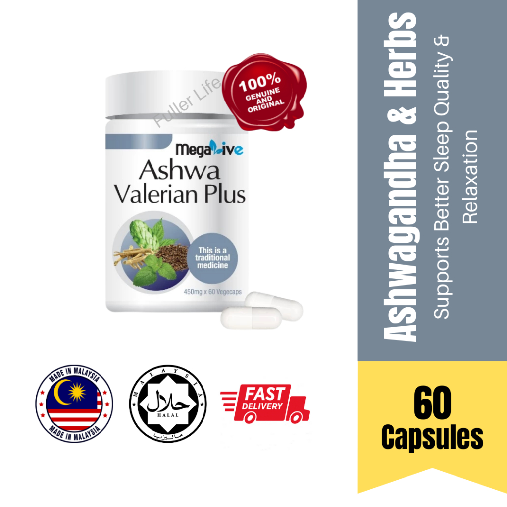 MEGALIVE Ashwa Valerian Plus (60s) | Herbal Sleep Support (EXP: 01/2027 ...
