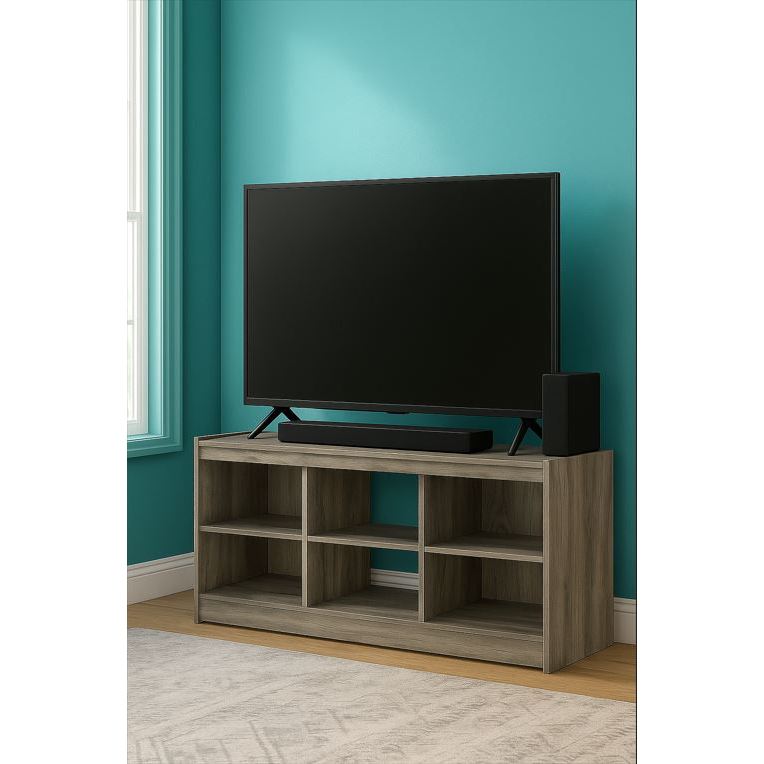 EF FURNITURE-Wooden TV Stand with 6 Storage Compartments | Shopee Malaysia