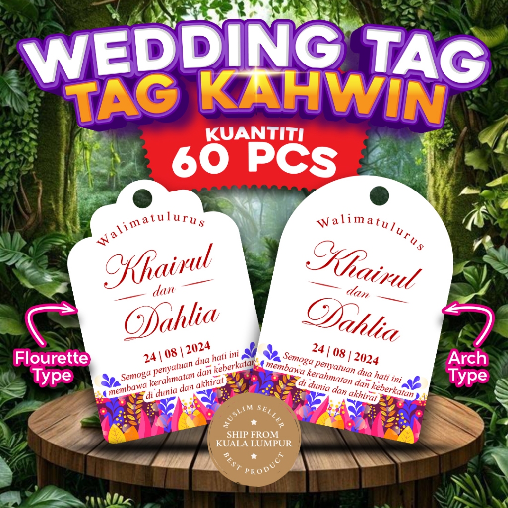 60pcs - Tag Doorgift Kahwin / Tag Majlis / Wedding / Goodies Tag / Hang ...