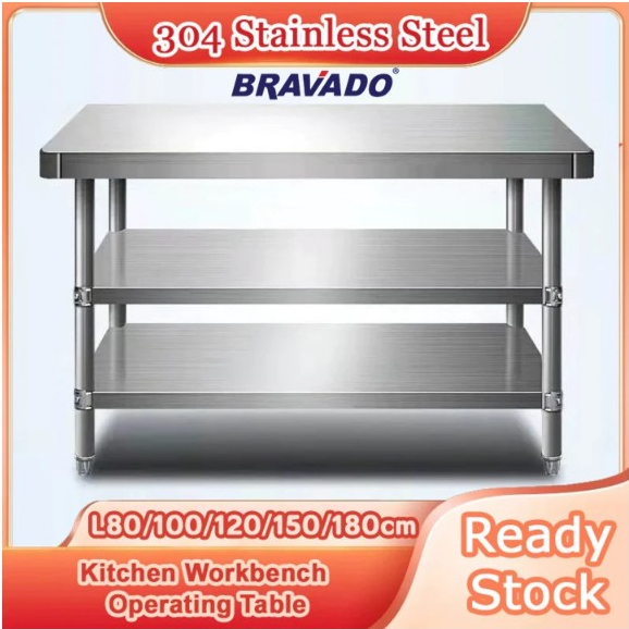 🔥READY STOCK🔥Kitchen Workbench 304 Stainless Steel Kitchen Operating ...