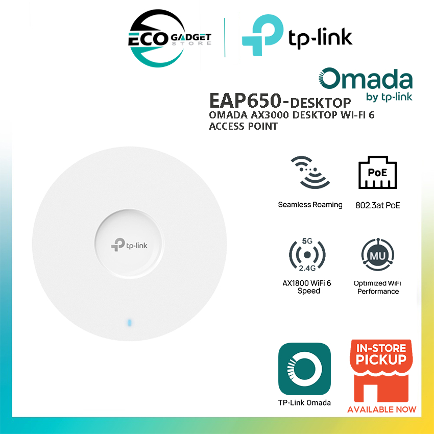 TP-Link Omada EAP650-Desktop AX3000 Desktop Dual-Band Wi-Fi 6 Access ...
