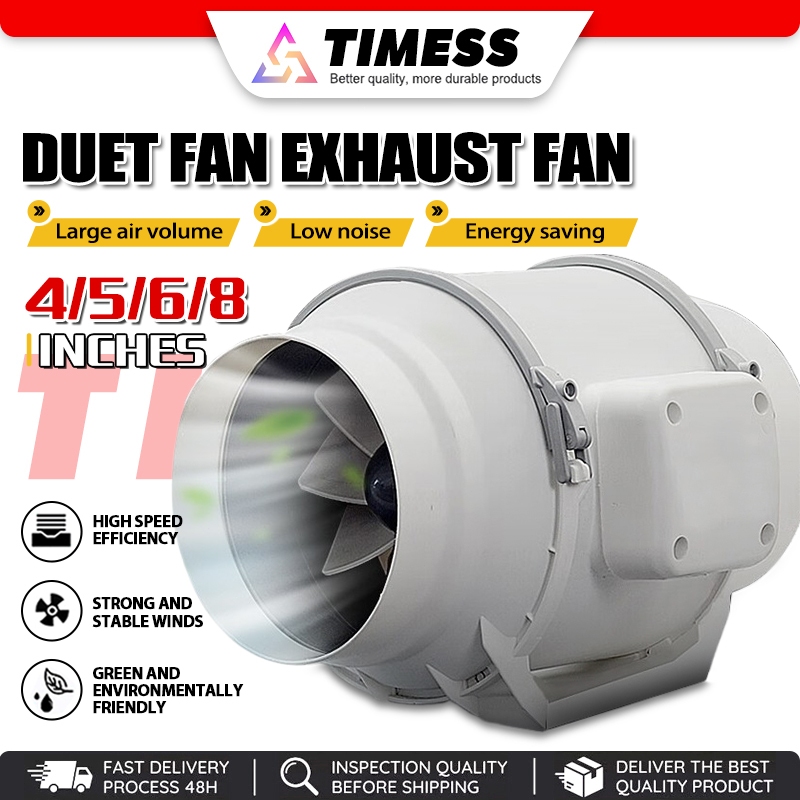 Exhaust Fan 4"/5"/ 6"/ 8" inch High Suction Power Inline Duct Booster ...