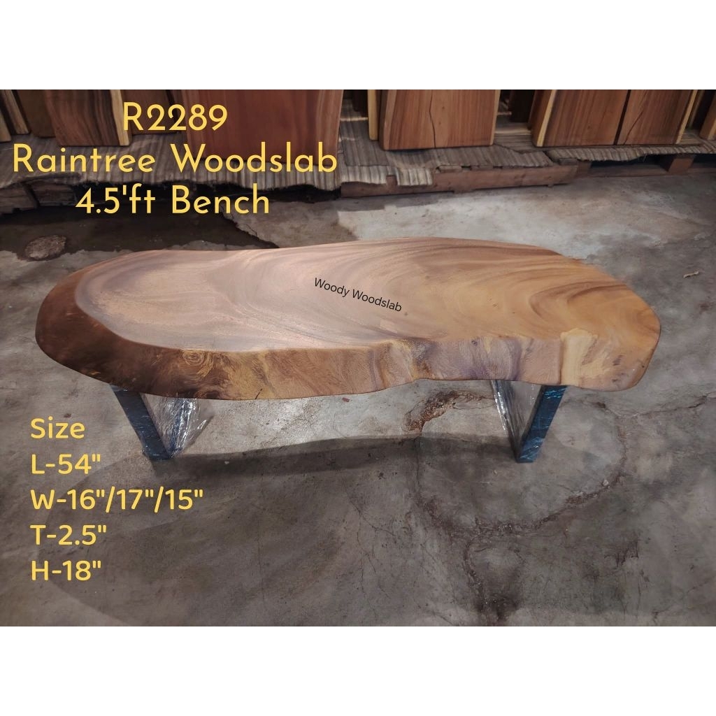 Raintree Woodslab 4.5'ft Entryway Bench or Coffee Table Solid Woodslab ...