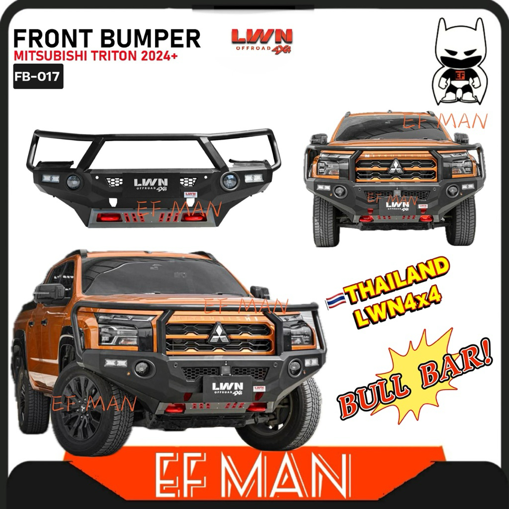 THAILAND LWN 2025 MITSUBISHI TRITON FRONT BULL BAR WITH FLARE STEEL 4X4 ...