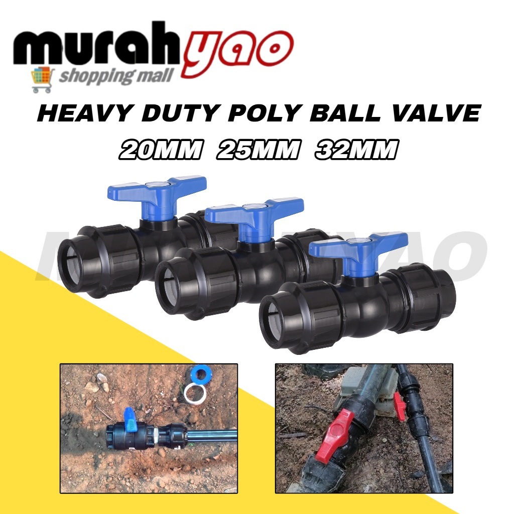 20mm/25mm/32mm Heavy Duty Poly Ball Valve Compression Ball Valve/Injap ...