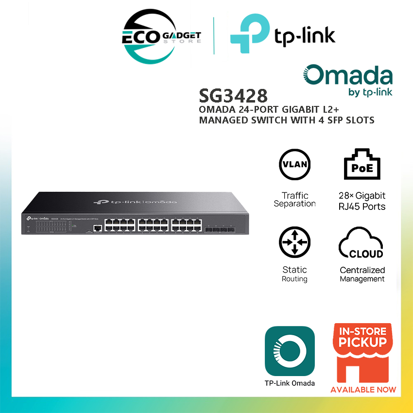 TP-Link Omada SG3428 24-Port Gigabit L2+ Managed Switch with 4 SFP ...