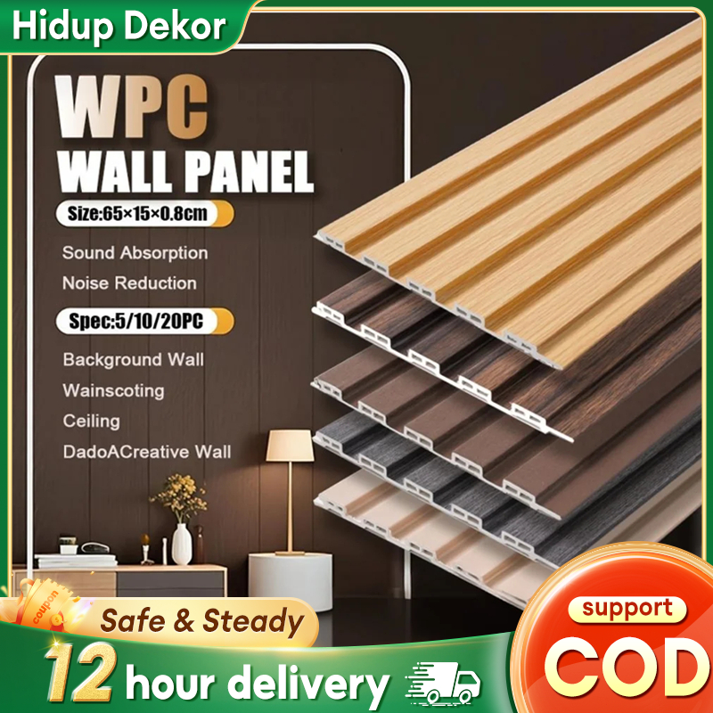 Wall Panel 65 CM Wood Strip Series WPC Wall Panel Slat Wall Waterproof ...
