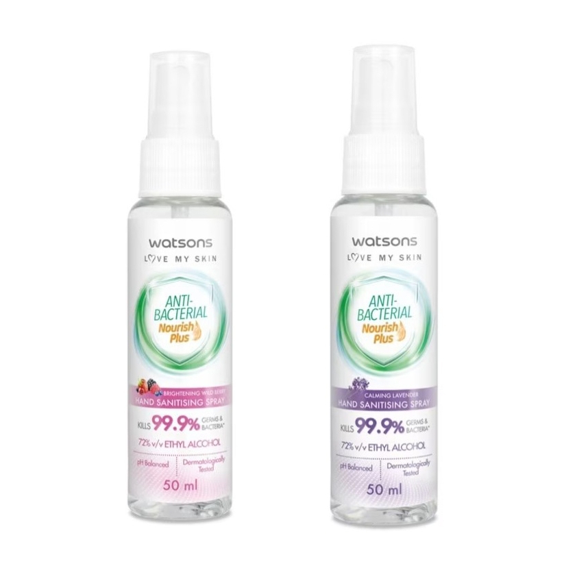 WATSONS Nourish Plus Antibacterial Hand Sanitising Spray 50ml No Water ...