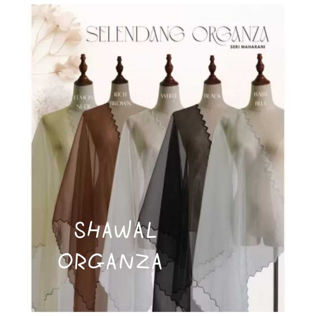 Shawl Organza Embroidered Malay Organza Shawl Scarf Klasik look ...