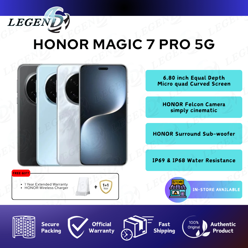 [MY Set] Honor Magic 7 Pro 5G (12GB RAM 512GB ROM/16GB RAM 1TB ROM) Original Smartphone ...