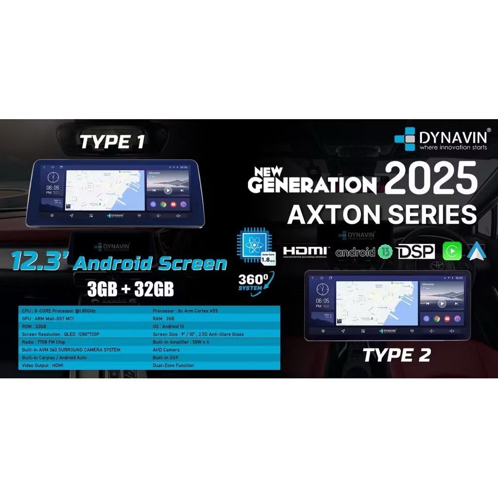 2025 Dynavin AXTON Series Universal Size Android Player 12.3INCH ...